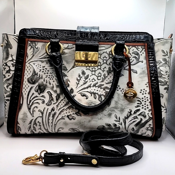 Brahmin | Bags | Brahmin White Damask Limited Edition Annabelle Satchel ...